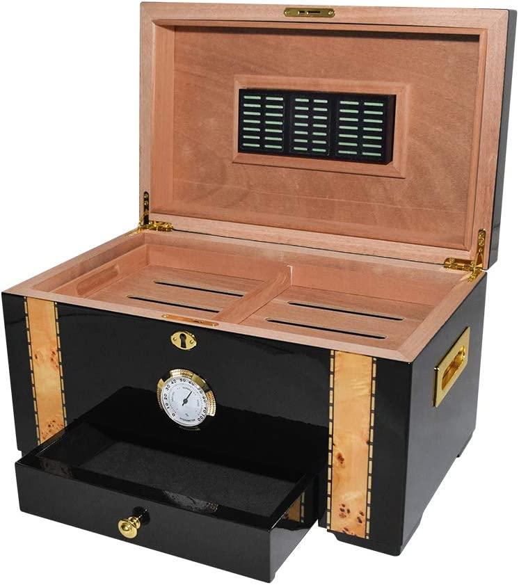 69Bourbons Exotic Cigar Humidor - Large Ebony Wood Storage Box with ...