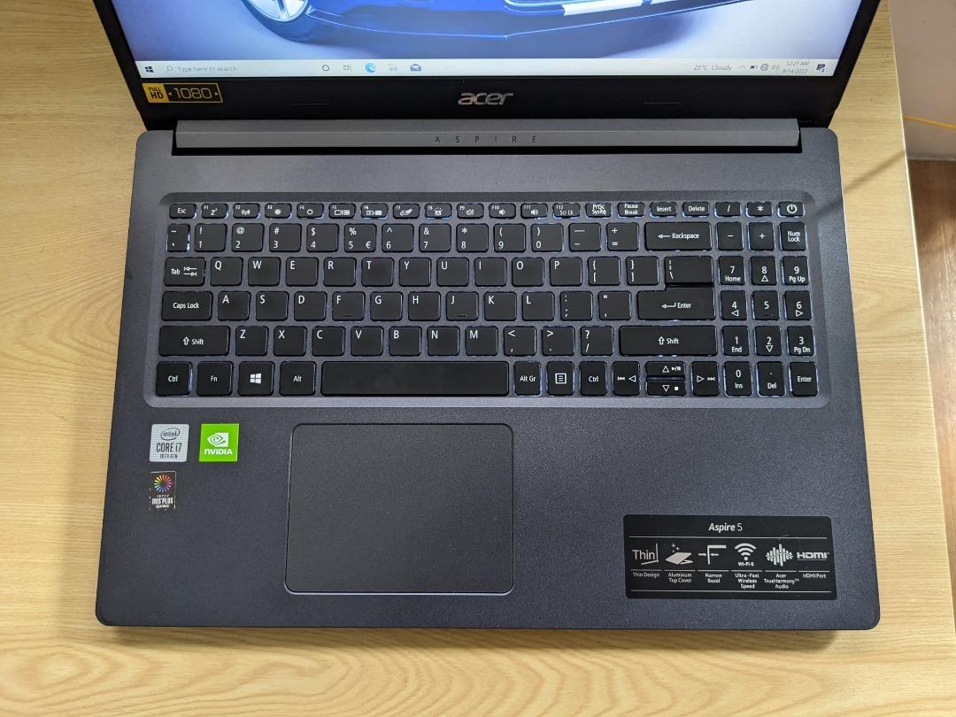 Acer Aspire 5 Core i7 1065G7 8GB 256SSD 1Tera Nvidia MX350 Backlit Keys ...