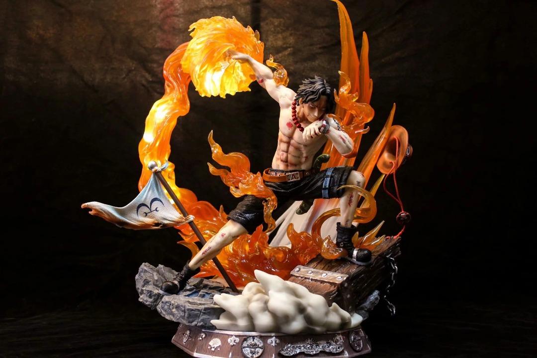 Anime One Piece Portgas D Ace action figure with light control PVC ...