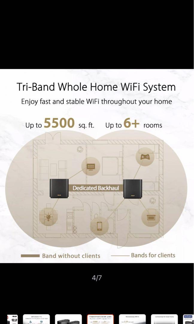 ASUS XT8 2-Pack ZEN AX WIFI AX6600 Tri Band AiMesh Wi-Fi system router ...