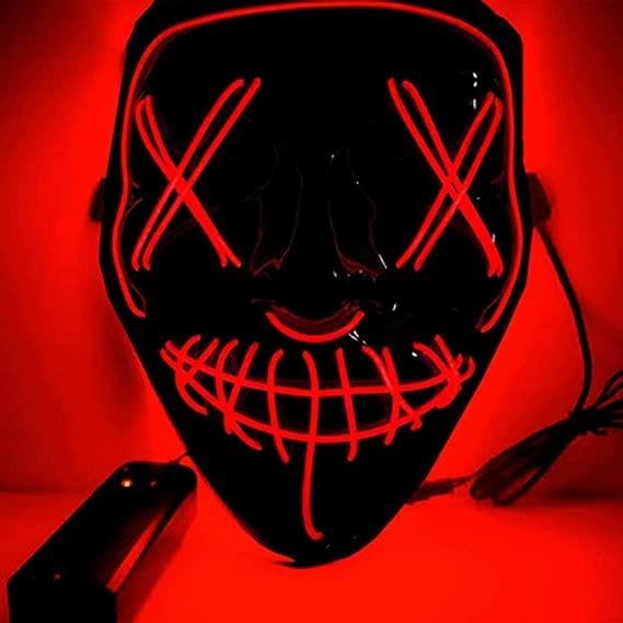 ausuky Halloween LED Glow Mask 3 Modes EL Wire Light Up Purge Face Rave ...
