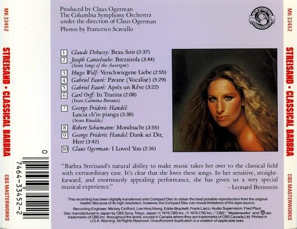 Barbra Streisand CLASSICAL BARBRA CDR, Hobbies & Toys, Music & Media ...