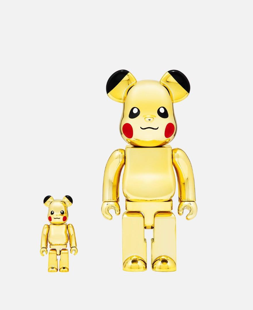 [現貨]Bearbrick Pikachu (Pokemon) Gold Chrome version ｜100% & 400% set ...