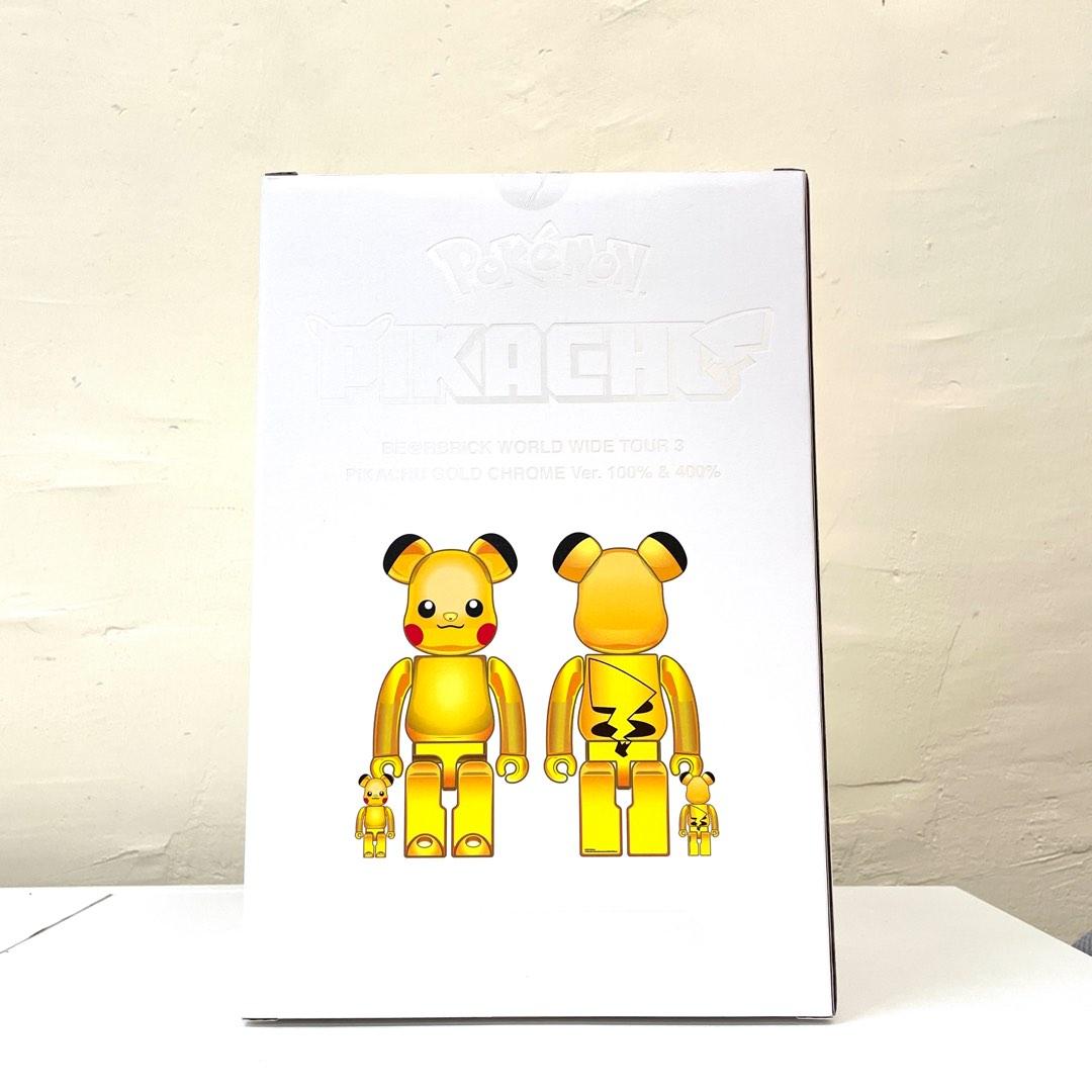 [現貨]Bearbrick Pikachu (Pokemon) Gold Chrome version ｜100% & 400% set ...