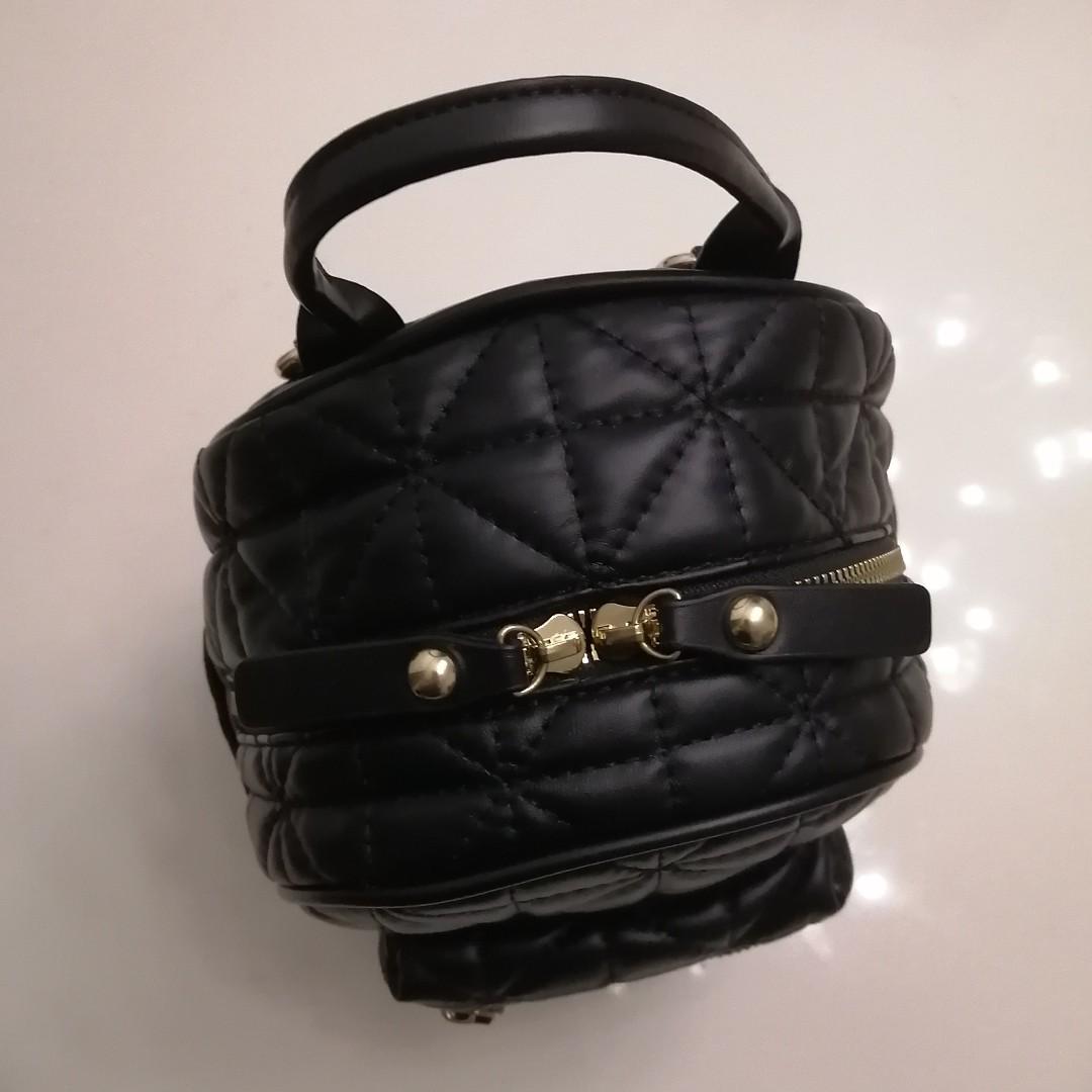 Black Mini Quilted Backpack, Women's Fashion, Bags & Wallets, Backpacks ...