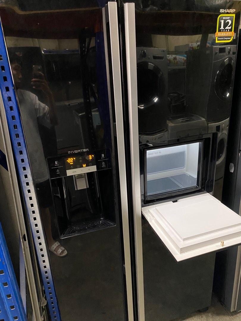 Black Sharp 3Ticks Door in Door Inverter Glass Door Side by Side Fridge ...