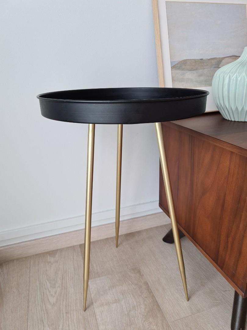 Black with Gold legs side / coffee table, Furniture & Home Living ...