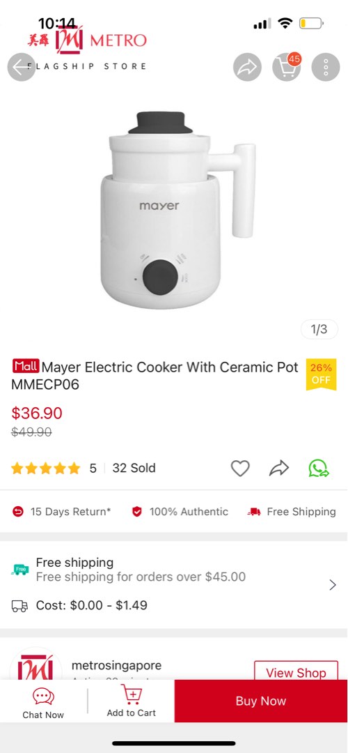 BNIB Mayer electric cooker with ceramic pot, TV & Home Appliances ...