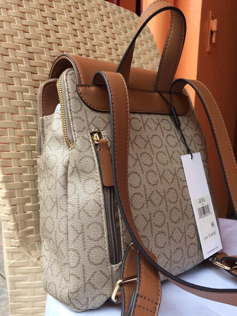 CALVIN KLEIN Signature Elaine Backpack, Women's Fashion, Bags & Wallets ...