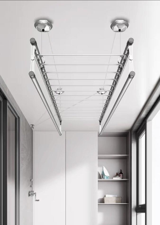 Ceiling clothes laundry rack winch pulley sustem, Furniture & Home ...