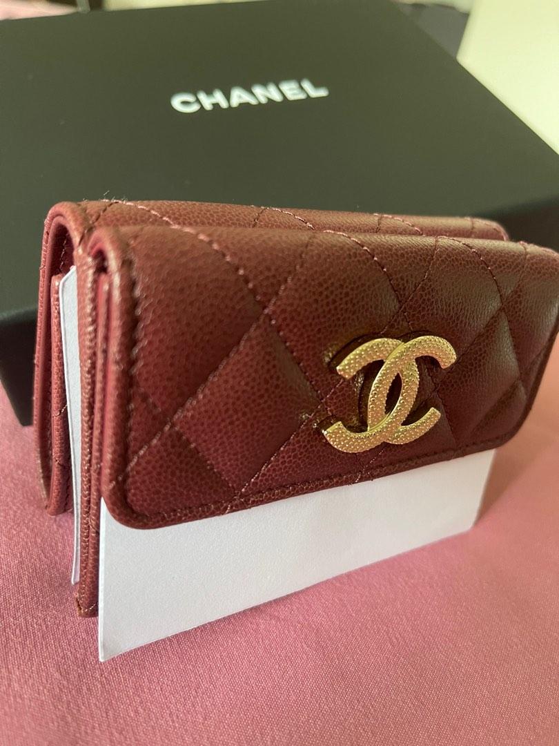 Chanel 22B Big C logo Rare Burgundy Tri-fold wallet, Luxury, Bags ...