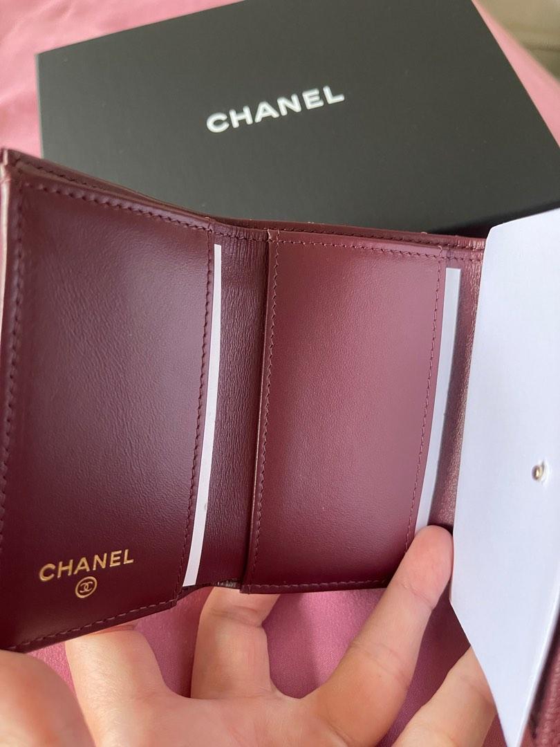 Chanel 22B Big C logo Rare Burgundy Tri-fold wallet, Luxury, Bags ...