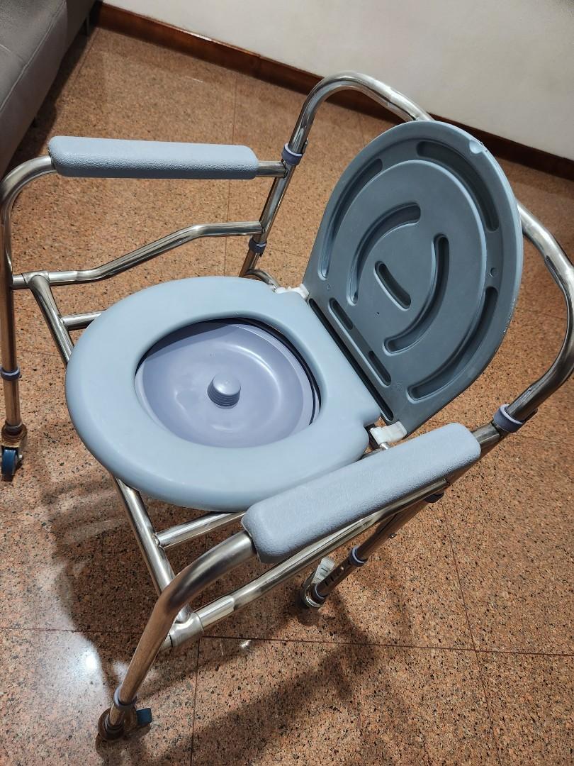 Compact Commode Chair With Wheels And Wheel Lock | Portable Mobile ...