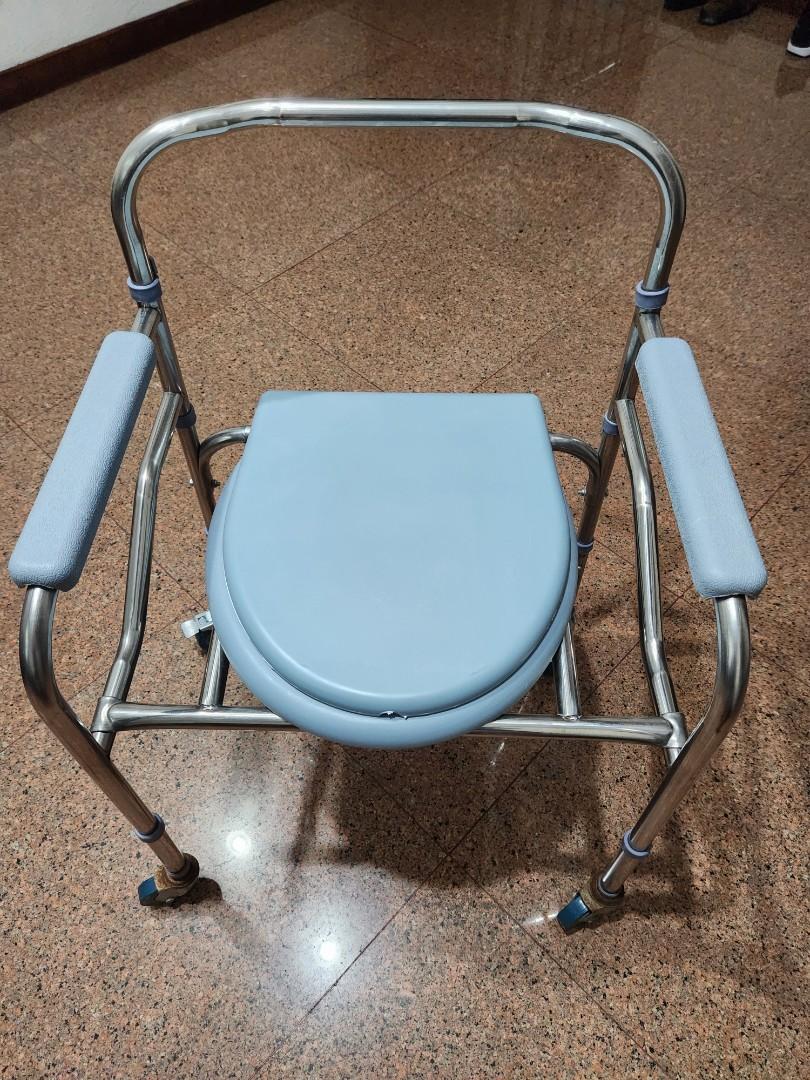 Compact Commode Chair With Wheels And Wheel Lock | Portable Mobile ...