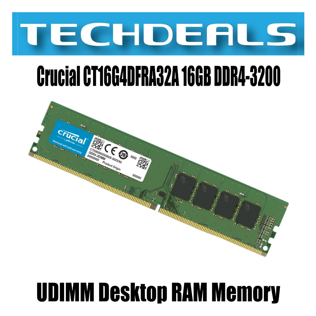 Crucial CT16G4DFRA32A 16GB DDR4-3200 UDIMM Desktop RAM Memory, Computers & Tech, Parts ...