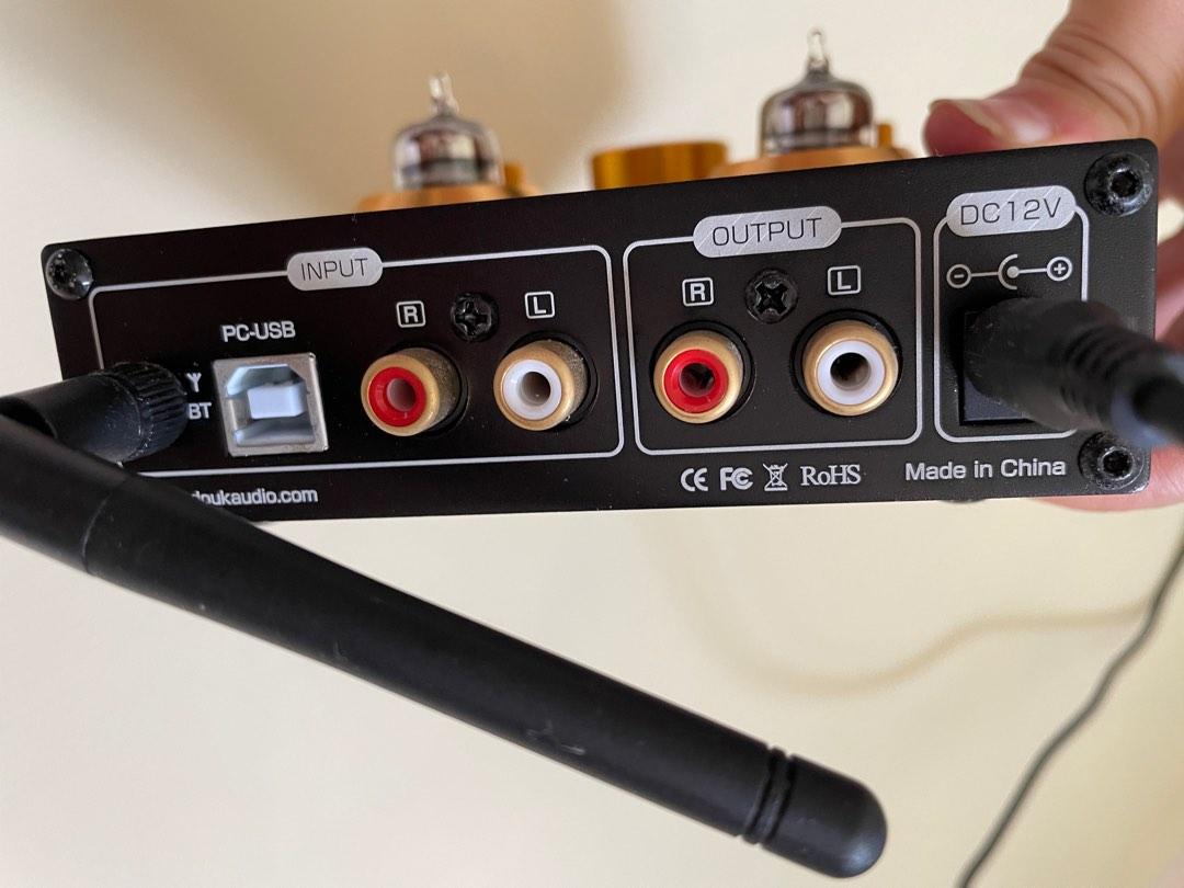 Douk Audio P1 JAN5654 Valve Tube Preamp Bluetooth 5.0 Bass Preamplifier Stereo Audio Headphone ...