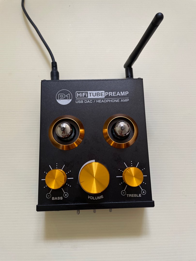 Douk Audio P1 JAN5654 Valve Tube Preamp Bluetooth 5.0 Bass Preamplifier Stereo Audio Headphone ...