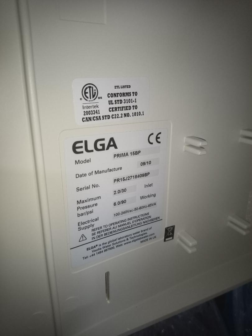 Elga Purelab Prima DV 35 v20.01 water purification unit for laboratory ...