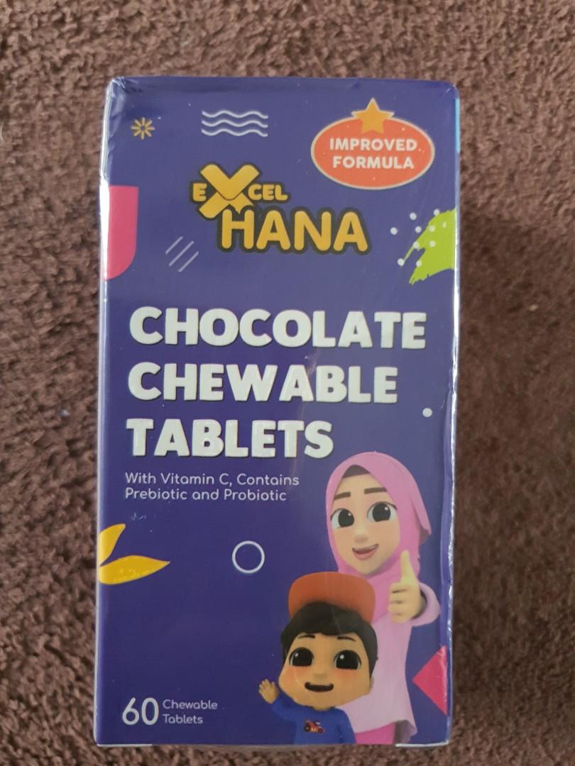 Excel Hana Chocolate Chewable Tablets, Health & Nutrition, Health ...