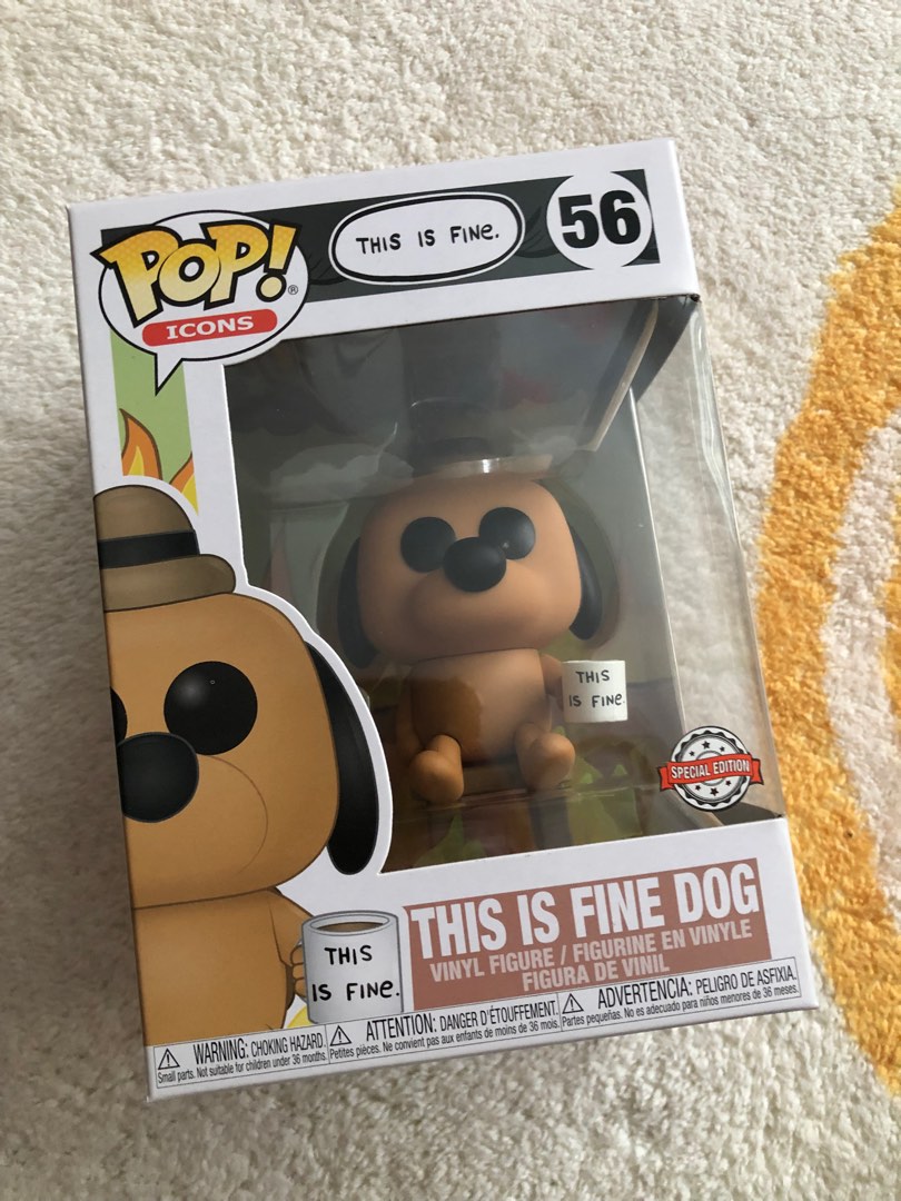 Funko Pop Meme This is Fine Dog Mascot Toy Collectible Icons, Hobbies ...