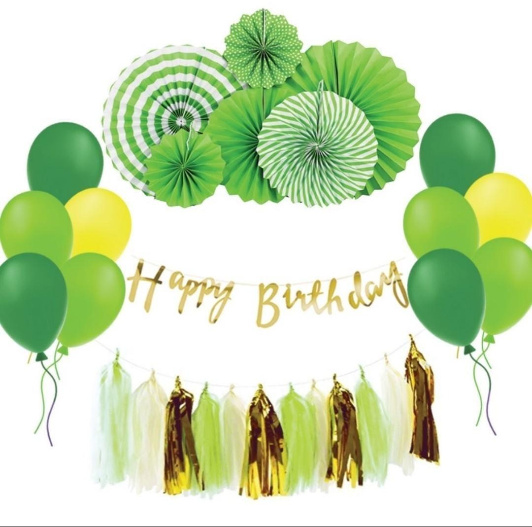 Green Birthday Decoration Set, Hobbies & Toys, Stationery & Craft ...
