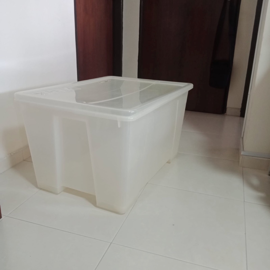 Large Plastic Storage Box with Lid, Furniture & Home Living, Home ...