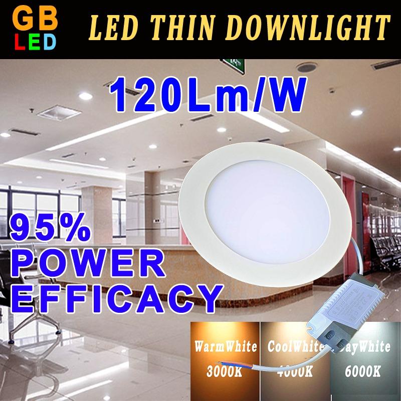 LED 6W-18W Recessed-Mounted Thin Round Downlight, Furniture & Home ...