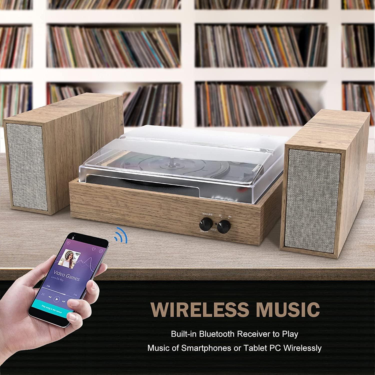 LP&No.1 Bluetooth Turntable Hi-fi System with Bookshelf Speakers, 3 ...