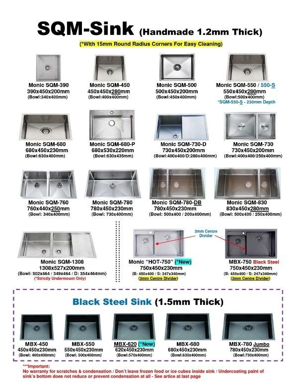 Monic SQM Stainless Steel Sink, Furniture & Home Living, Bathroom ...