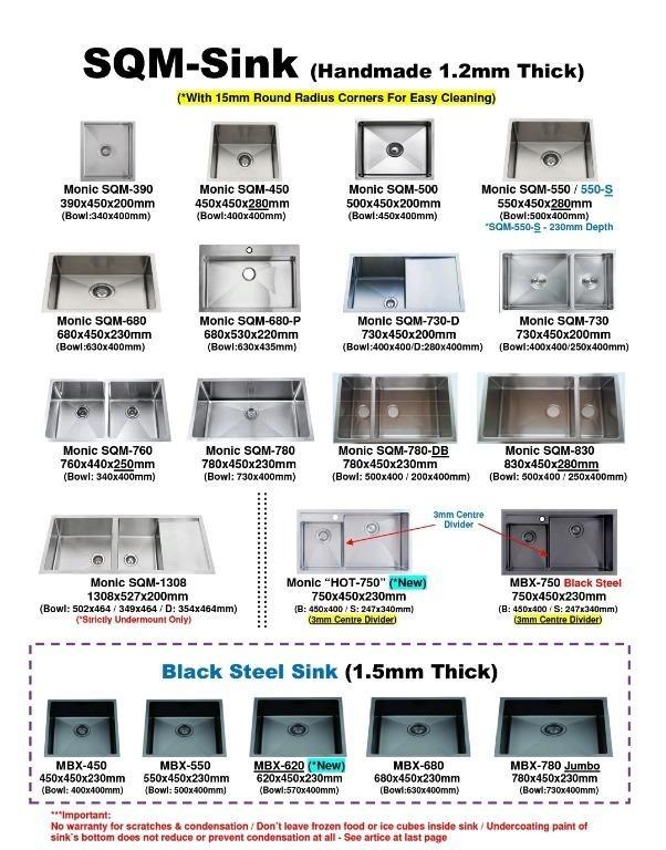 Monic SQM Stainless Steel Sink, Furniture & Home Living, Bathroom ...