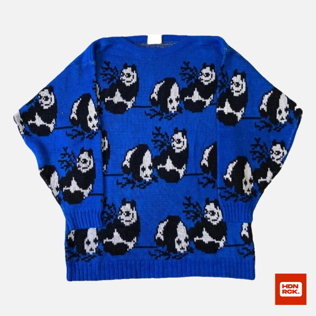 Vintage Panda Loop by One step up Blue sweater, Men's Fashion, Coats ...