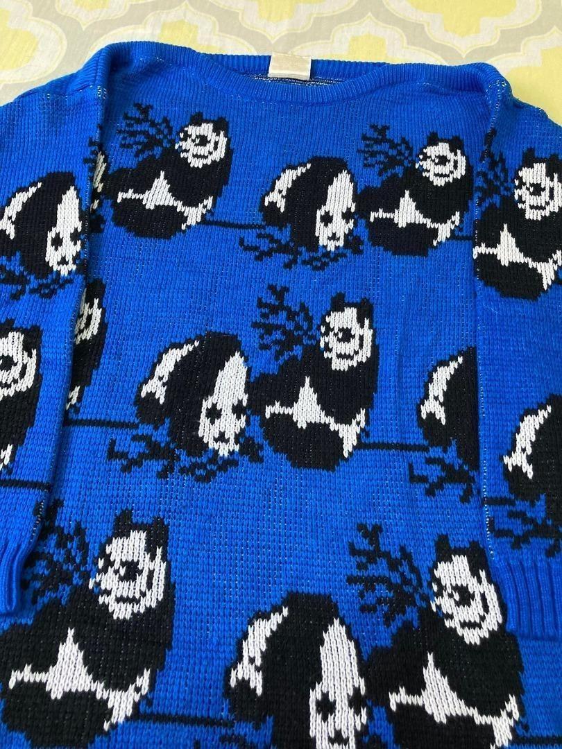 Vintage Panda Loop by One step up Blue sweater, Men's Fashion, Coats ...