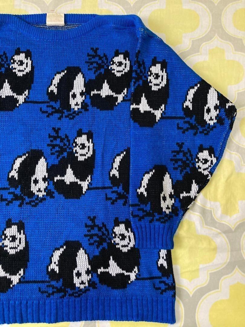 Vintage Panda Loop by One step up Blue sweater, Men's Fashion, Coats ...