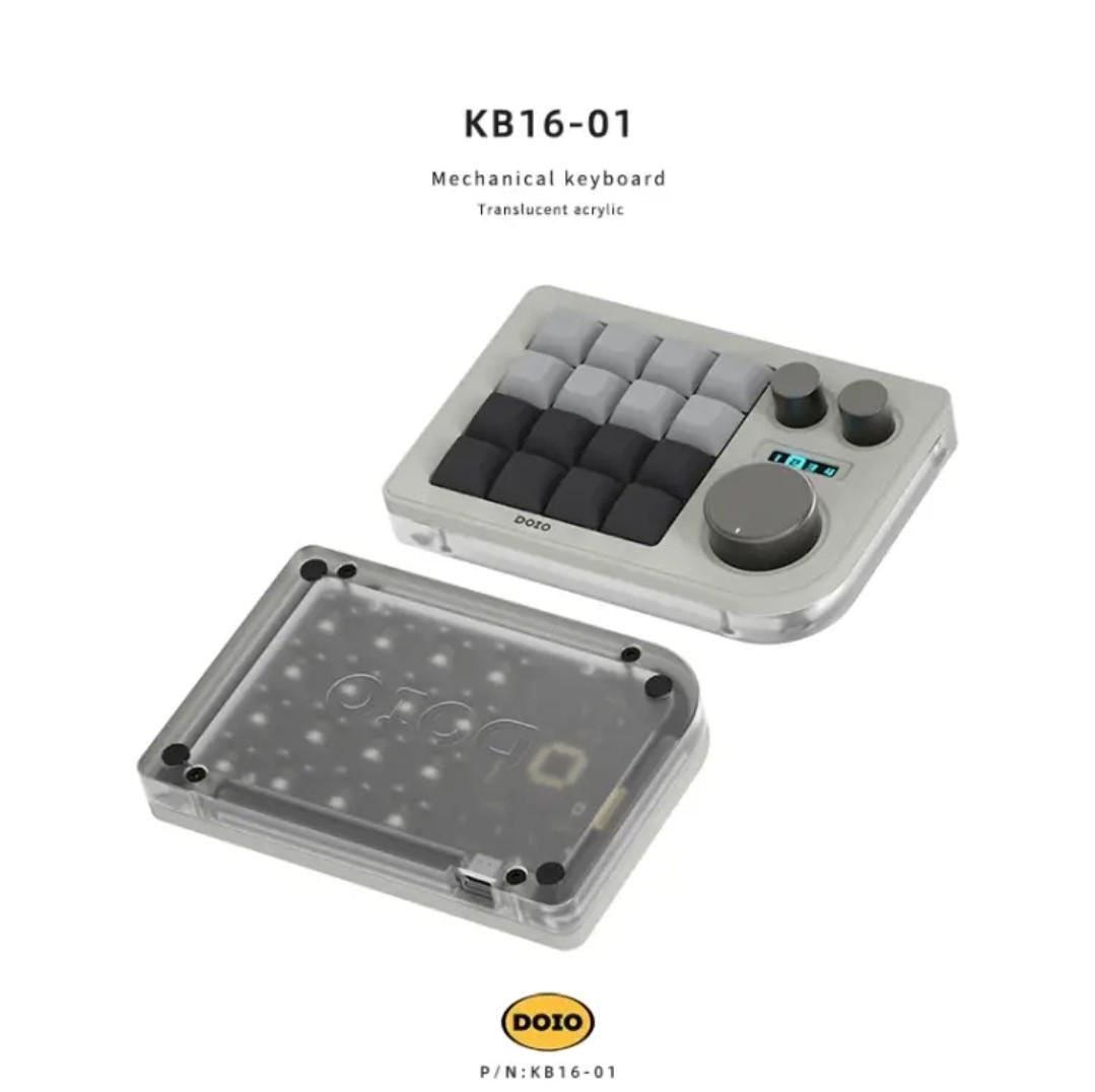 [DOIO KB16-01] anodized CNC aluminium mini 16 keys triple knob macropad ...