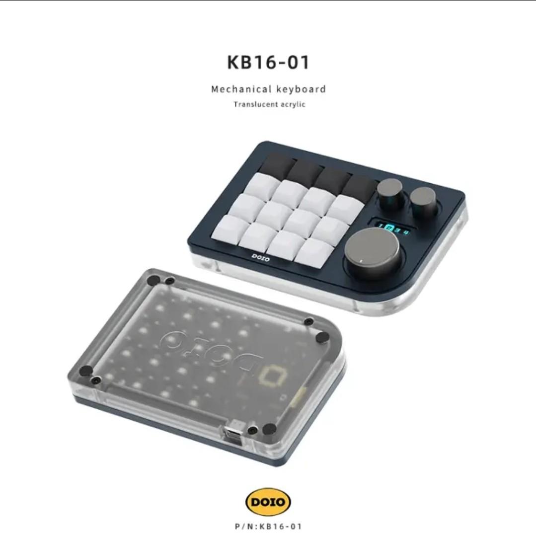 [DOIO KB16-01] anodized CNC aluminium mini 16 keys triple knob macropad ...
