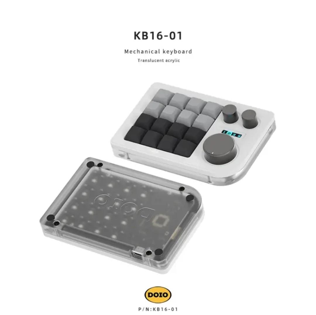 [DOIO KB16-01] anodized CNC aluminium mini 16 keys triple knob macropad (wired, type-c ...