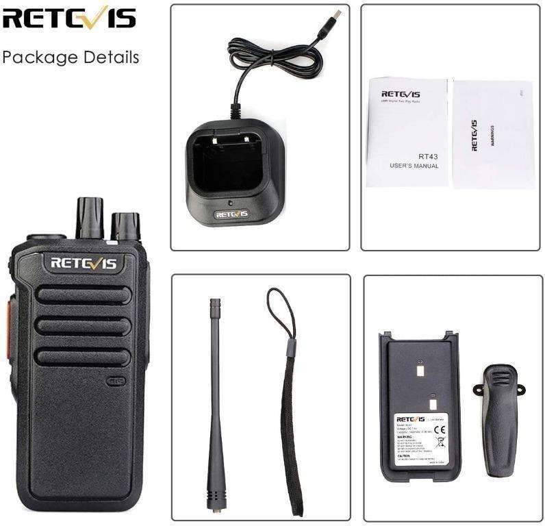 Retevis RT43 Digital Walkie Talkie 32 Channels UHF DMR Radio with G ...