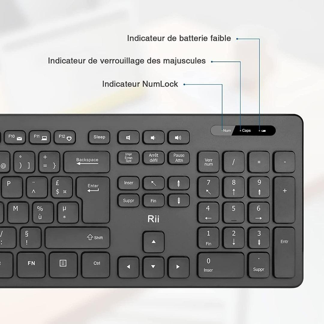 Rii RK200 Wireless Mouse Keyboard Office Keyboard 2.40 GHz Wireless ...