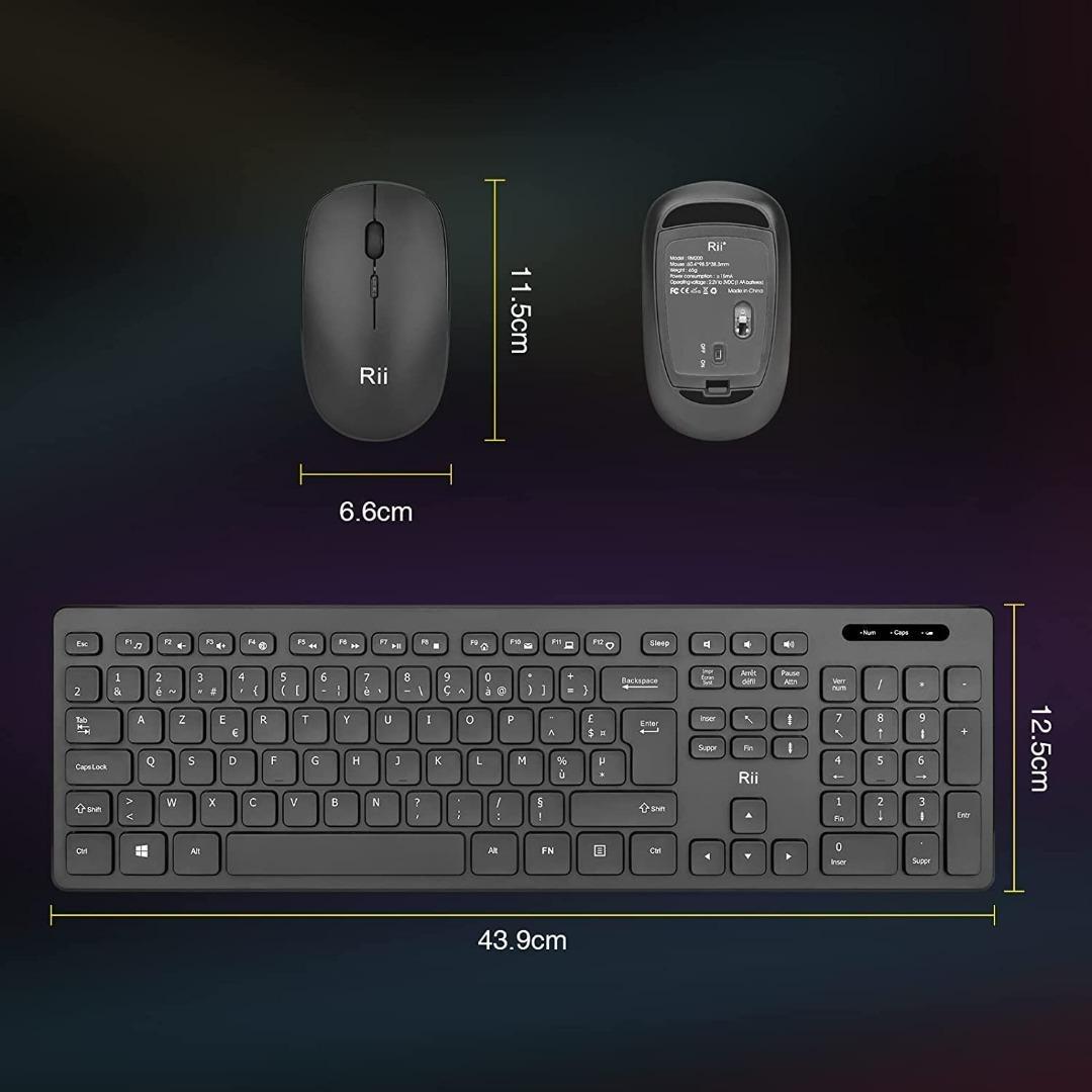 Rii RK200 Wireless Mouse Keyboard Office Keyboard 2.40 GHz Wireless ...