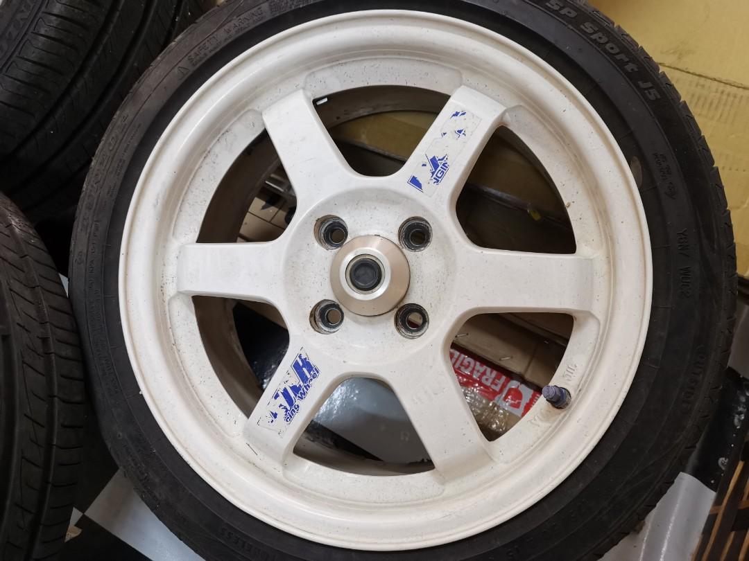 Rim TE37 15 6.5JJ ET35 Original Japan siap center cap type B, Auto ...