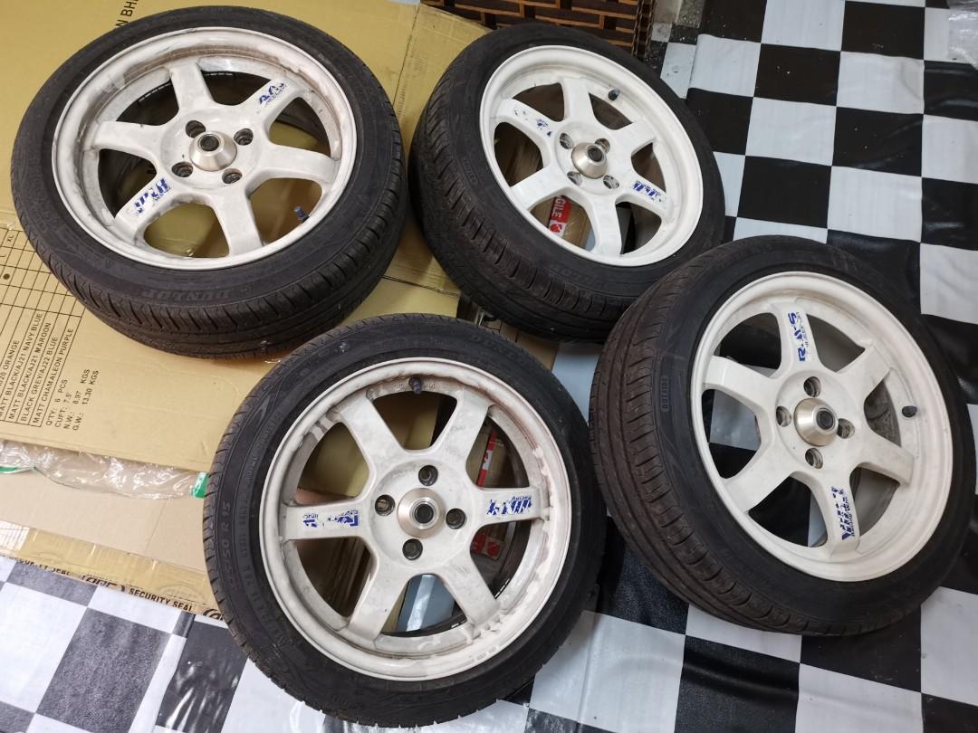 Rim TE37 15 6.5JJ ET35 Original Japan siap center cap type B, Auto ...