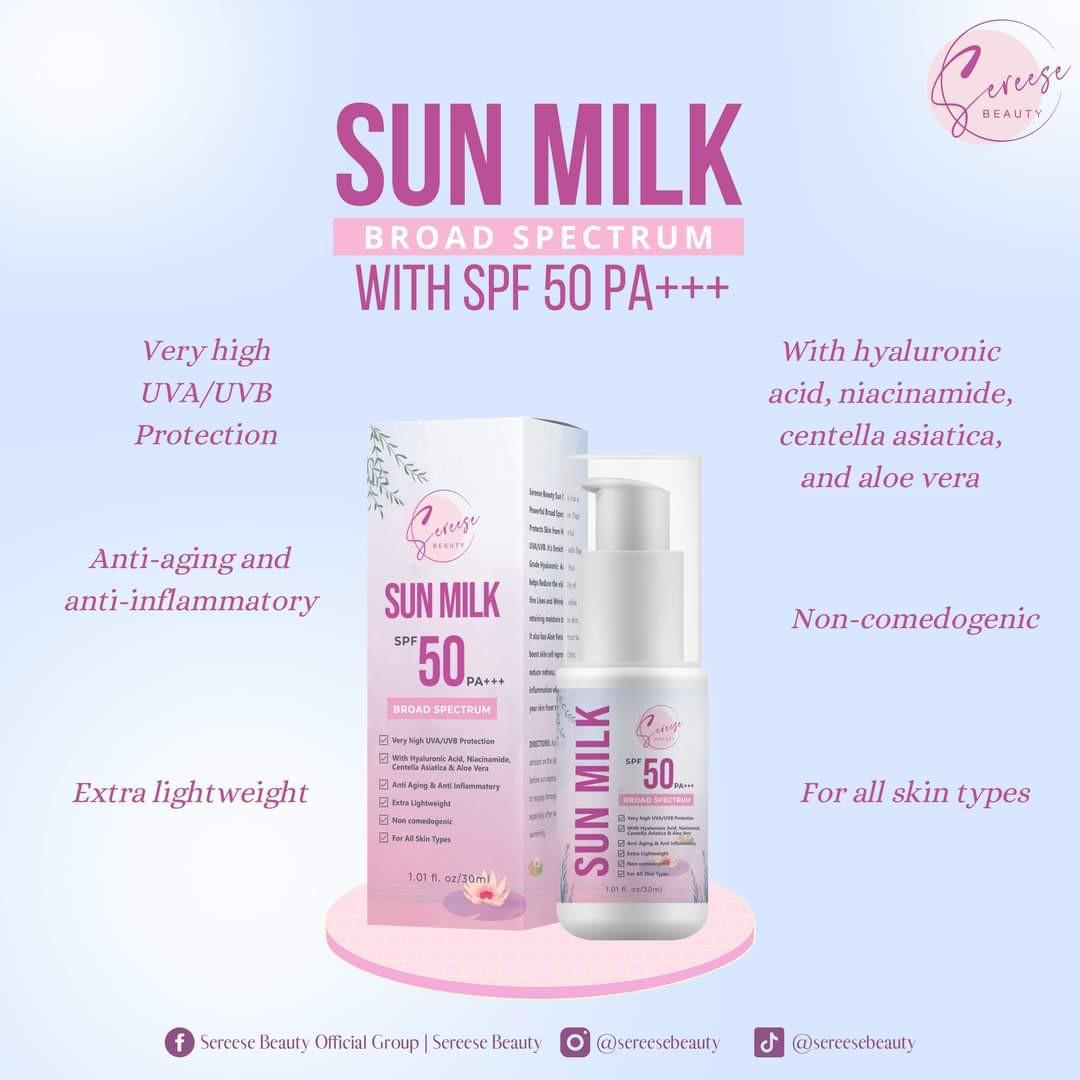 Sereese Beauty Sun Milk SPF 50 PA+++, Beauty & Personal Care, Face, Face Care on Carousell