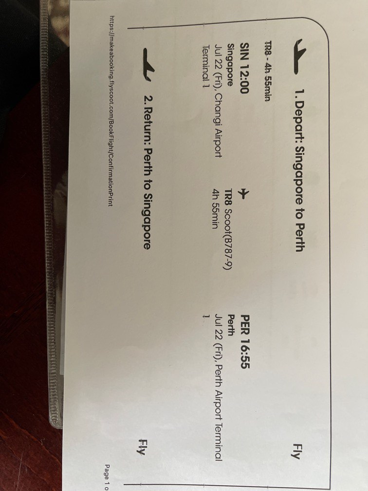 Singapore to Perth, Tickets & Vouchers, Flights & Overseas Attractions ...