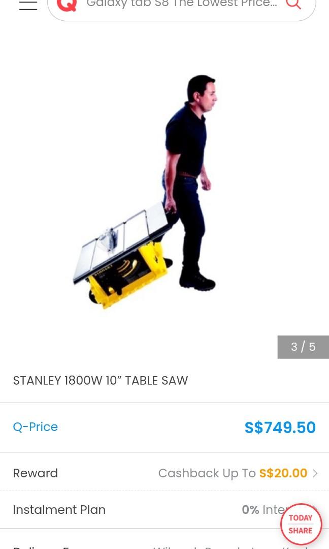 Stanley table saw stst1825, Furniture & Home Living, Gardening ...