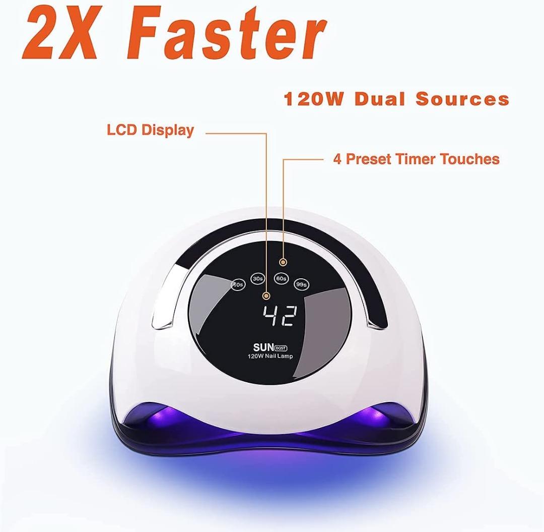 UV LED Nail Lamp, 120W Fastest Professional Gel Nail Dryer Curing Lamp ...