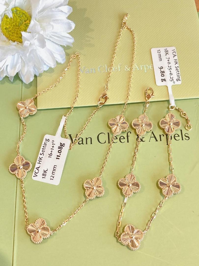 VCA Vintage Alhambra Gold Set 18k HK Setting, Women's Fashion, Jewelry ...