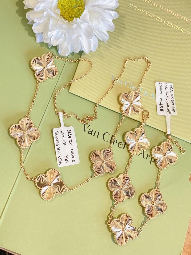 VCA Vintage Alhambra Gold Set 18k HK Setting, Women's Fashion, Jewelry ...