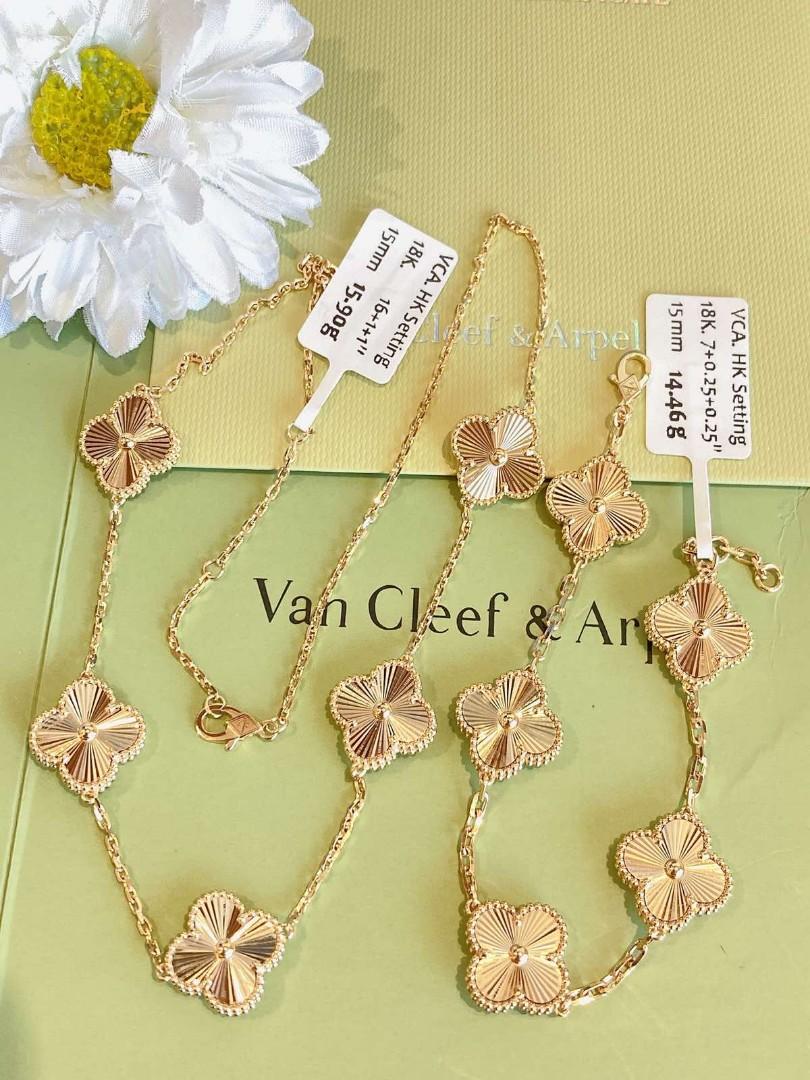 VCA Vintage Alhambra Gold Set 18k HK Setting, Women's Fashion, Jewelry ...