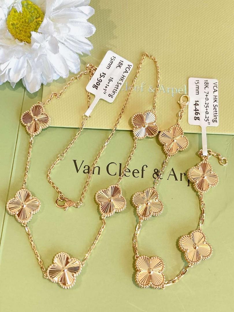 VCA Vintage Alhambra Gold Set 18k HK Setting, Women's Fashion, Jewelry ...