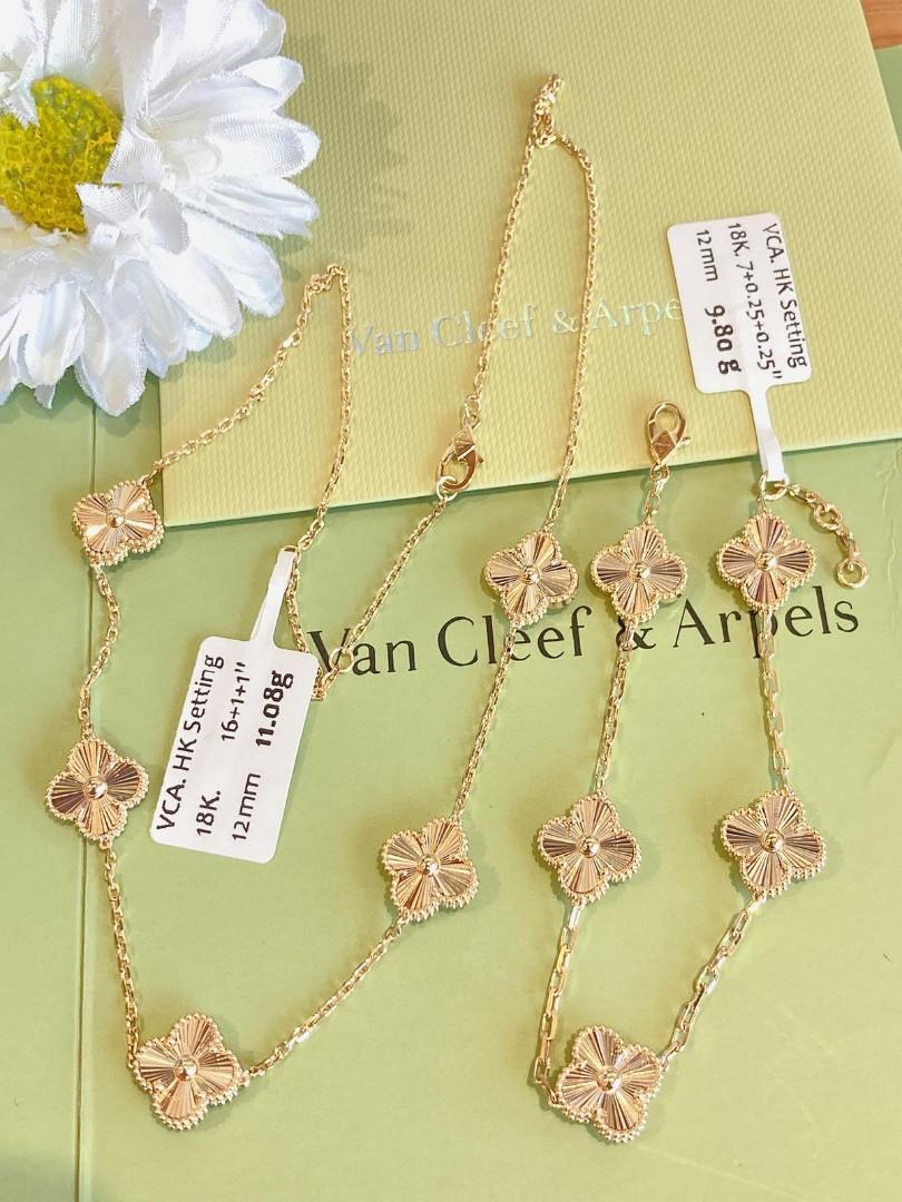 VCA Vintage Alhambra Gold Set 18k HK Setting, Women's Fashion, Jewelry ...
